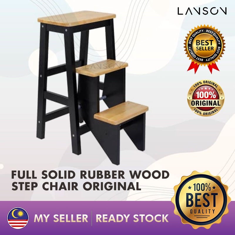 [ Ready Stock ] Step stool Premium quality full solid rubber wood ...