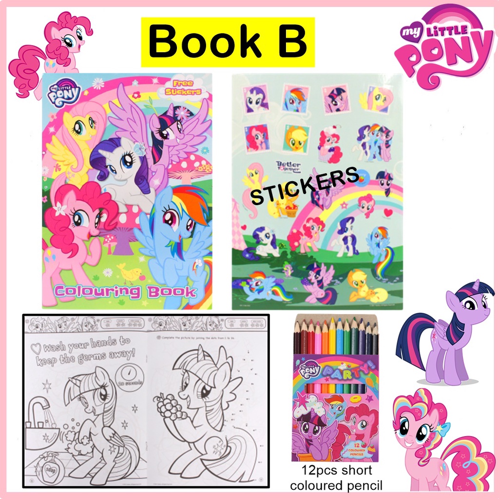 My Little Pony Set Colouring Book With 12 Colour Pencils & Free ...