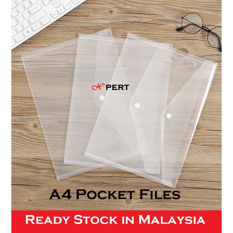 🔥EXTRA THICK🔥A4 pocket files clear thicker button folder L SHAPE white ...