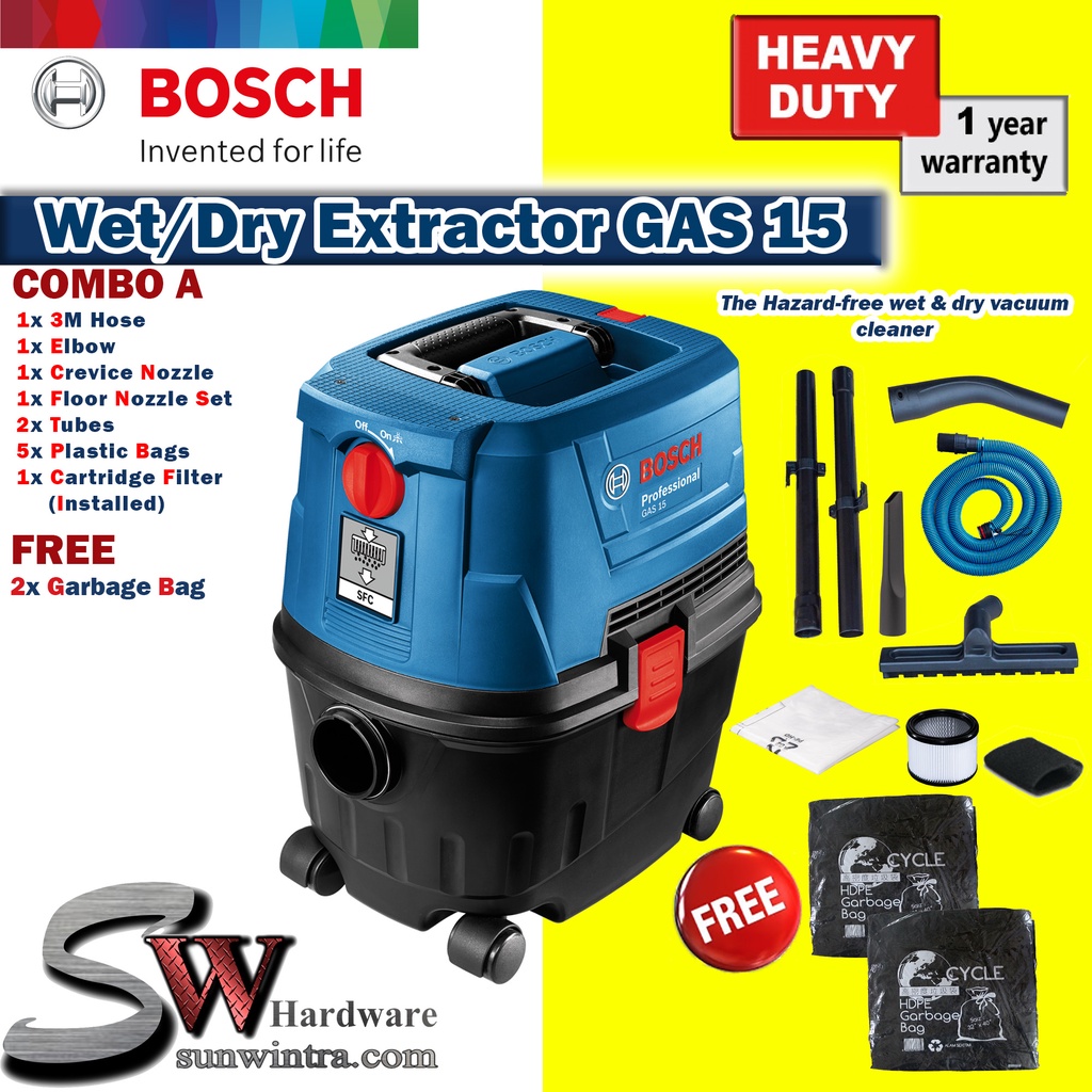 Bosch GAS15 Wet/Dry Vacuum Cleaner/Extractor Professional F.O.C GARBAGE ...
