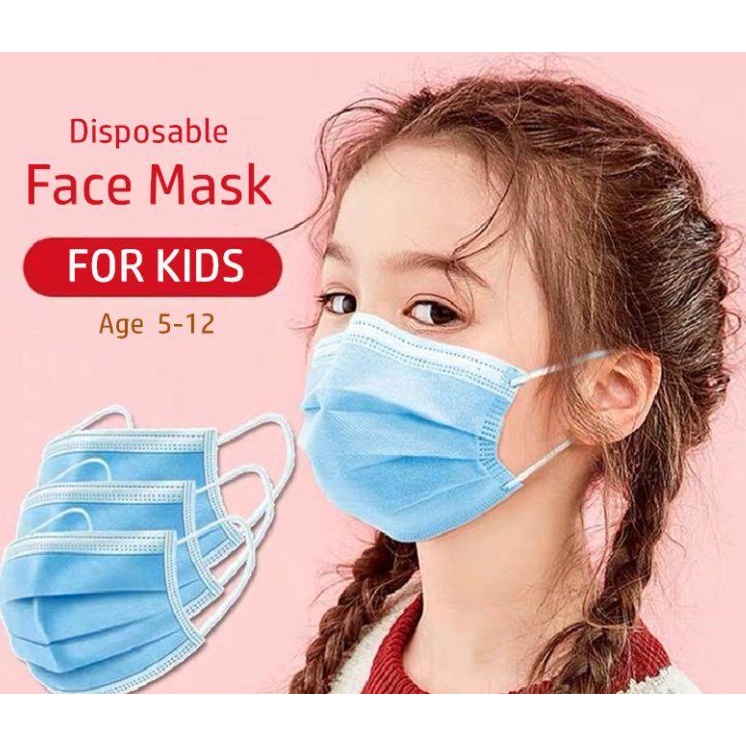 50pcs Disposable Kids Face Mask Children 3-Ply Filter Dust Breathable ...