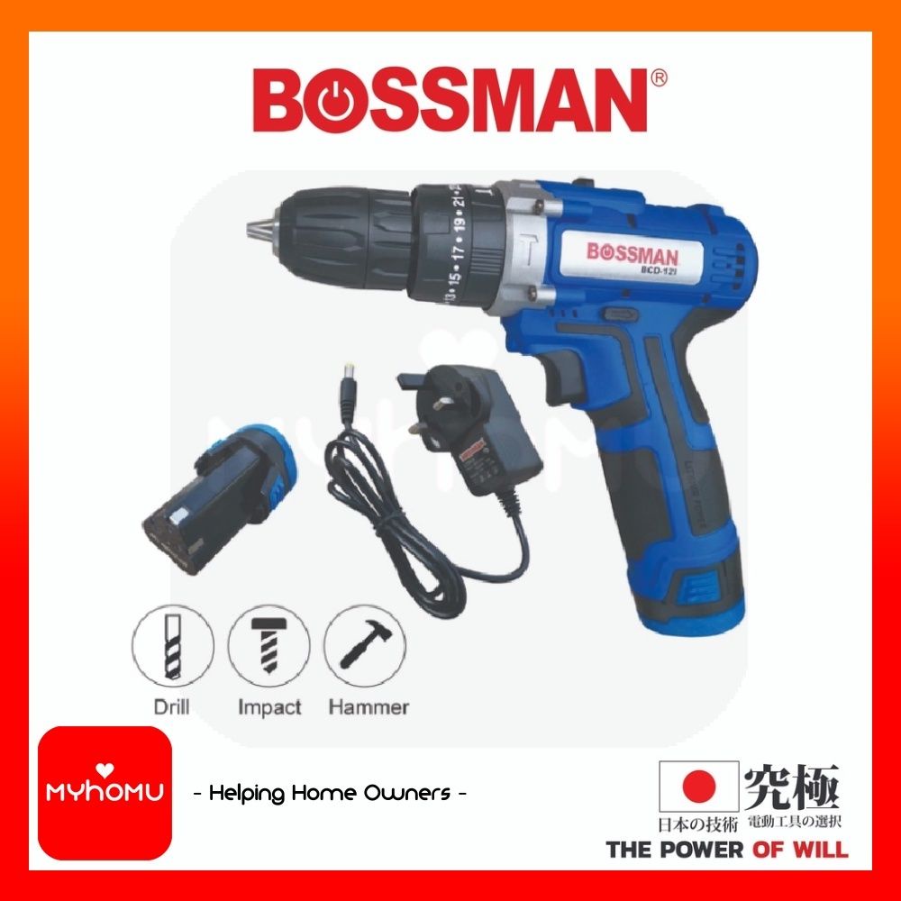 BOSSMAN 12V Li-Ion CORDLESS IMPACT DRILL (Free Battery/Charger)(BCD-12I ...