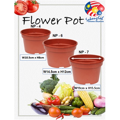 10.5cm,12.5cm,14.5cm Pasu Pokok Bunga Plastic Flower Pot - NP4 / NP5 ...