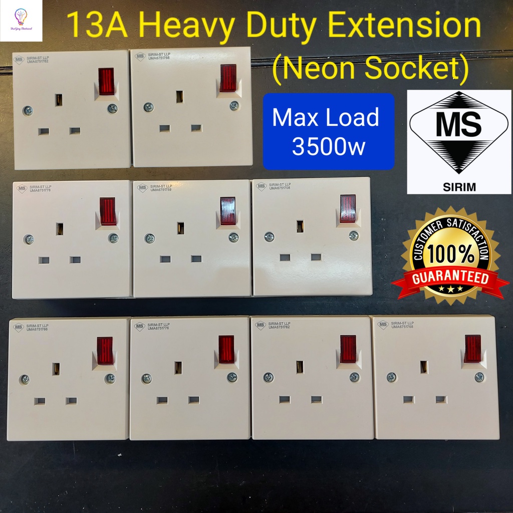 2/3/4 GANG 13A HEAVY DUTY EXTENSION TRAILING SOCKET c/w 1.5MM X 3CORE WIRE (SIRIM) with NEON ...