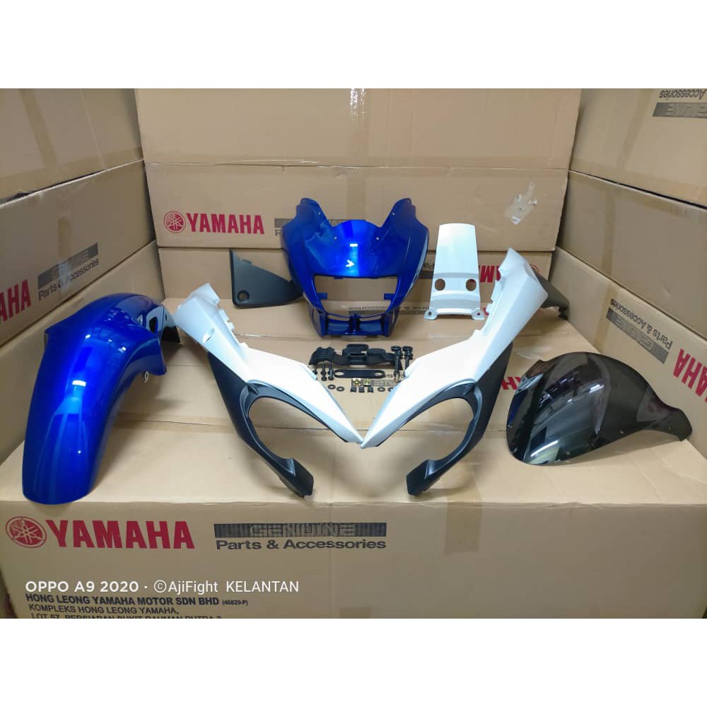 YAMAHA RXZ CATALYZER BODY COVER SET / COVERSET HONG LEONG ( BIRU PUTIH ...