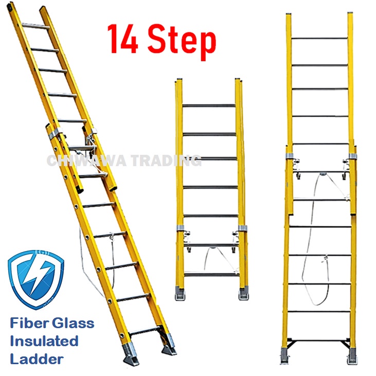 ( LD11 ) Heavy Duty Foldable Fiberglass 2 Section Double Extension ...