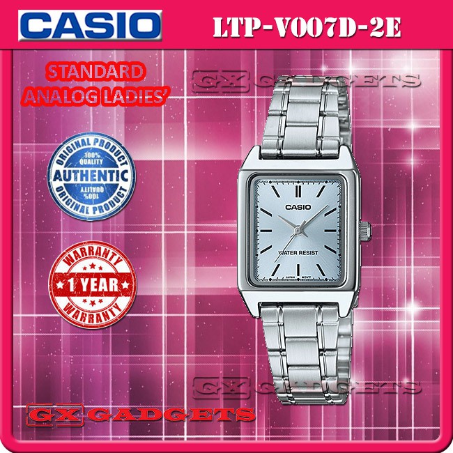 CASIO LTP-V007D-2E STANDARD ANALOG LADIES WATCH STAINLESS STEEL BAND WR V007 | Shopee Malaysia