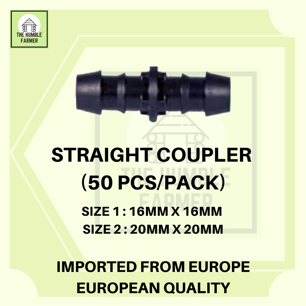 [50 PCS/PACK] LDPE POLY PIPE FITTINGS STRAIGHT COUPLER 16MM & 20MM ...