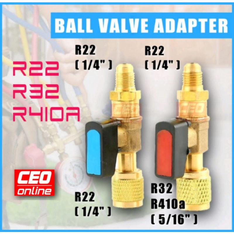 CEO 🇲🇾 Brass Refrigeration Ball Valve Adapter R32 R410a R22 Gas ...