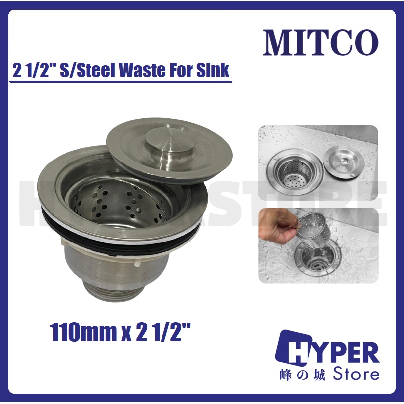 MITCO 2 1/2'' Stainless steel Waste For Sink / Sinki Dapur Lubang ...