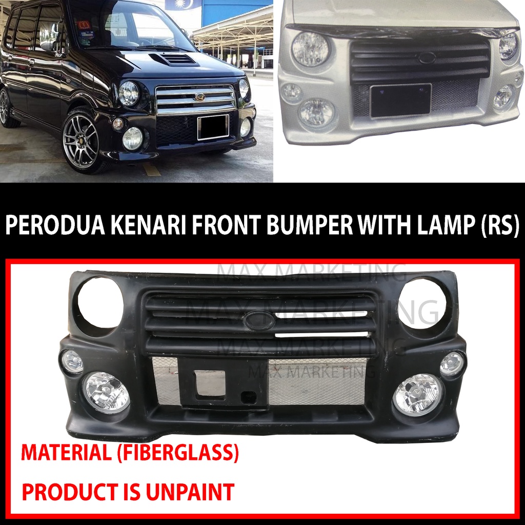 B0719-LAMP PERODUA KENARI FRONT BUMPER WITH LAMP (RS) FIBERGLASS ...