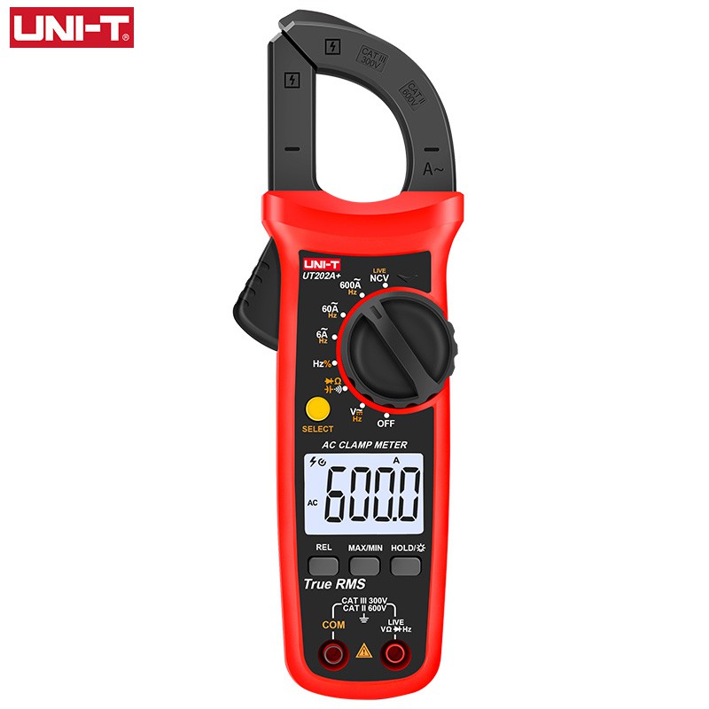 UNI-T UT202A+ 600V AC DC Voltage 600A AC Current Digital Clamp Meter ...