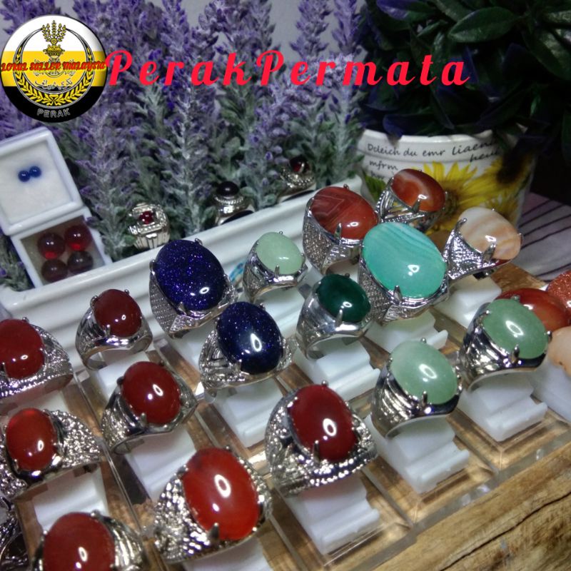 Cincin Batu Akik Harga Terbaik Akik Madu Hijau Mint Ring For Man Cin Seecin Lelaki