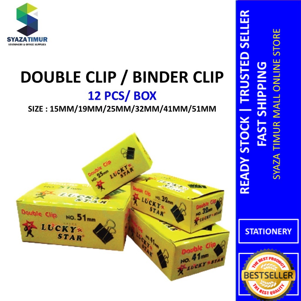 Double Clip / Binder Clip Lucky Star (12pcs/Box) Size : SIZE : 15MM ...