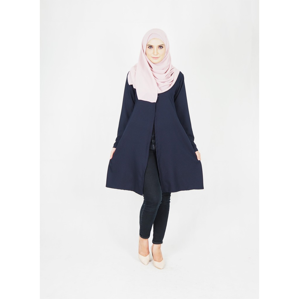 One Button Blouse Navy Blue/Blue | Shopee Malaysia
