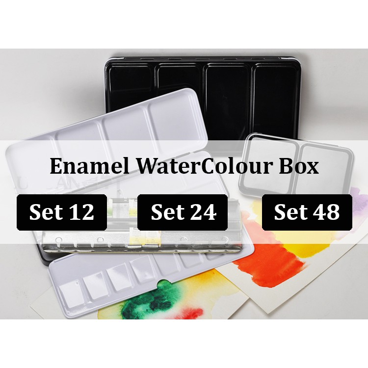 Enamel / Metal Watercolor Box with Set 12/24/48 | Shopee Malaysia