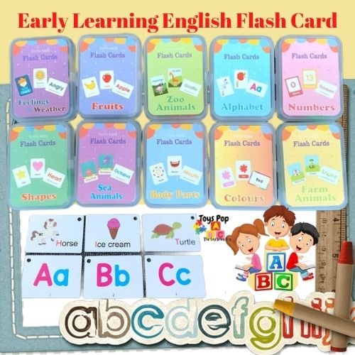 TOYSPOP Early Learning Flash Card Kad Animal Shape Colour Body Number ...