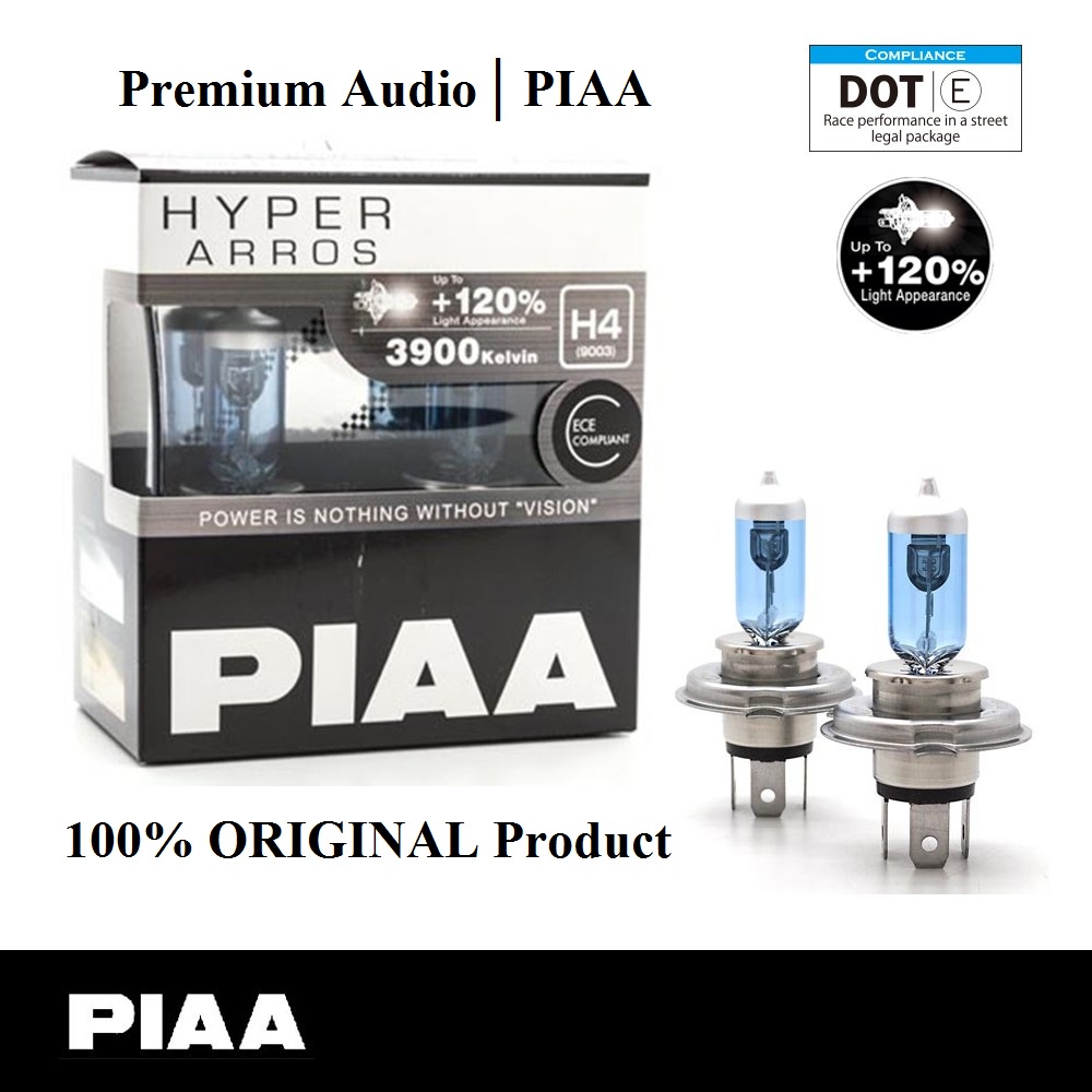 PIAA HYPER ARROS HALOGEN BULB 55W 3900K - H4 H7 H1 H3 H8 H11 9005/HB3 9006/HB4 - 100% Original ...