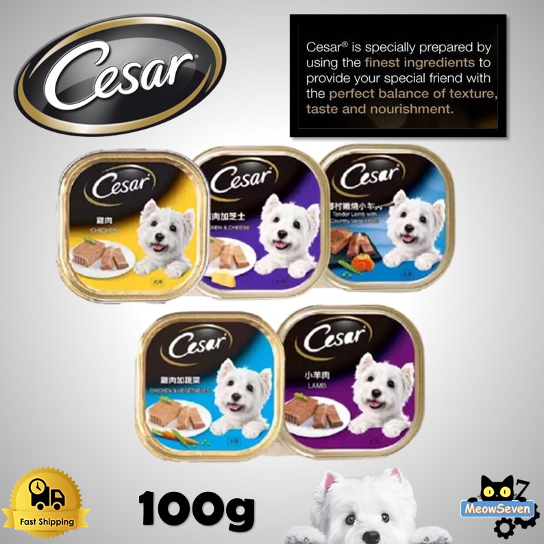 Cesar Can Dog Wet Food 100G - Lamb, Beef, Salmon Potato, Chicken, White ...
