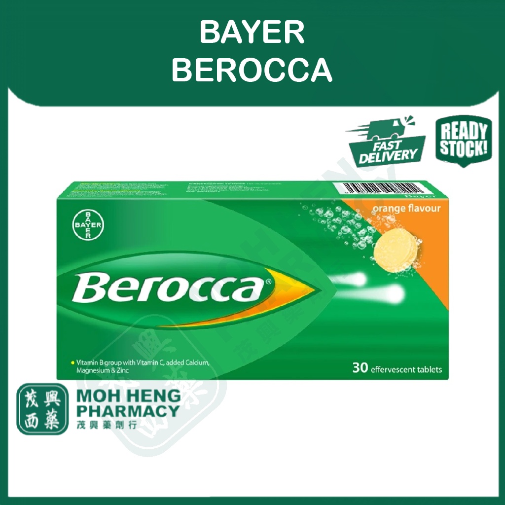 BAYER Berocca Effervescent tablets (30 effervescent tablets)(Exp 7/2023 ...