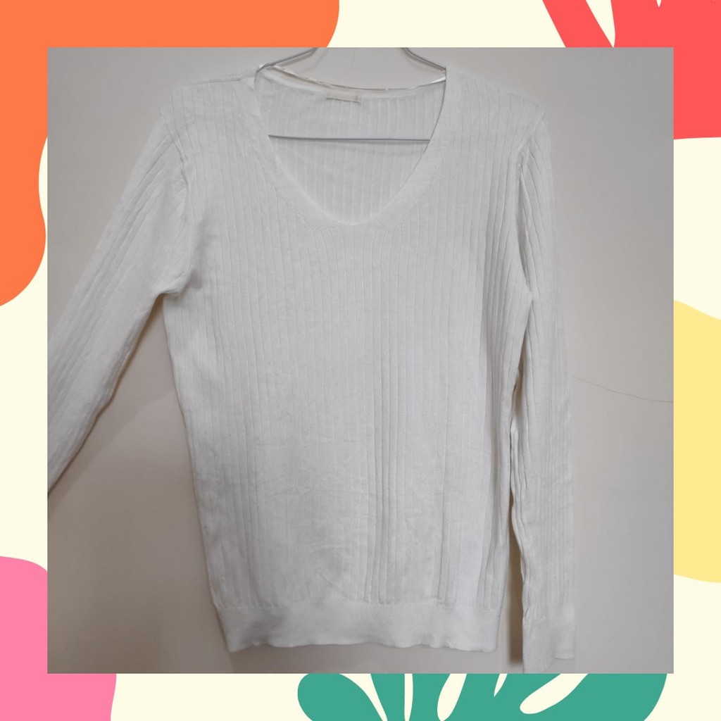 Gu White Knit Sweater (Uniqlo) | Shopee Malaysia