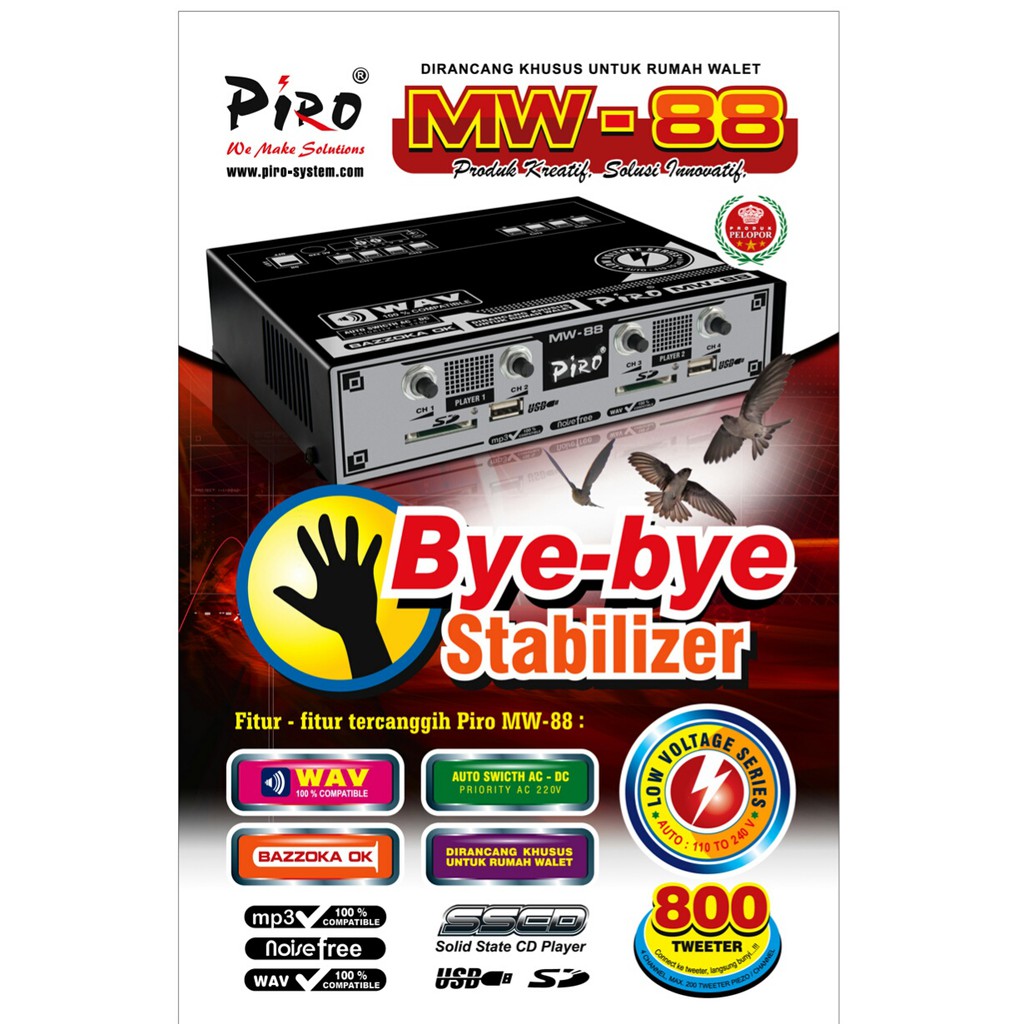 AC/DC PIRO MW-88 AMPLIFIER ORIGINAL INDONESIA 4 CHANNEL 800PCS TWEETER FOR SWIFTLET | mw88 | mw ...