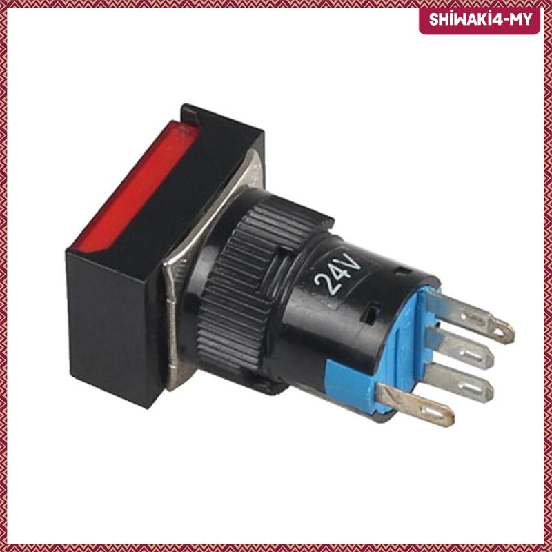 DC 24V Push Button Momentary Self Reset Rectangle Switch w/ LED Light ...