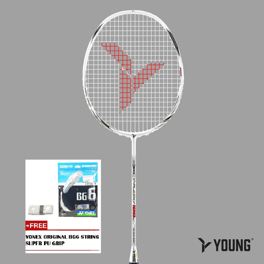 YOUNG Y-FLASH 100 (3U/4U) BADMINTON RACKET & FOC YONEX BG6 STRING & PU ...