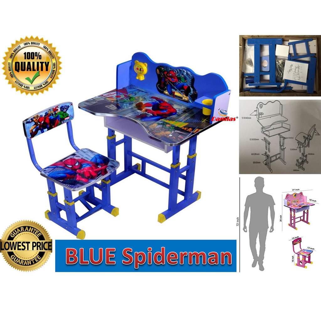 Study Table and Chair Kid Set Meja Belajar [ SPIDERMAN ] | Shopee Malaysia