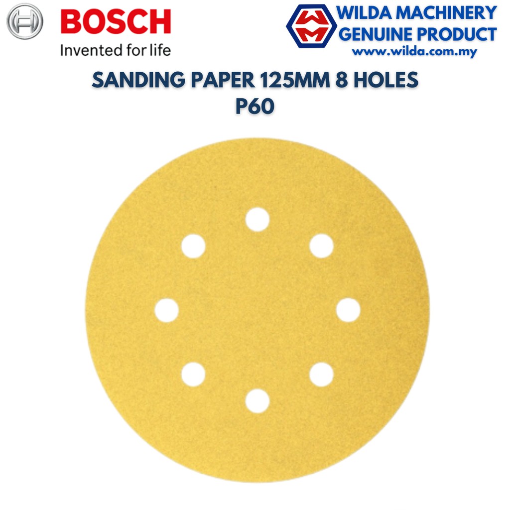 BOSCH VELCRO SANDING DISC (SAND PAPER) 125MM X 60/80/100/120/150/180 ...