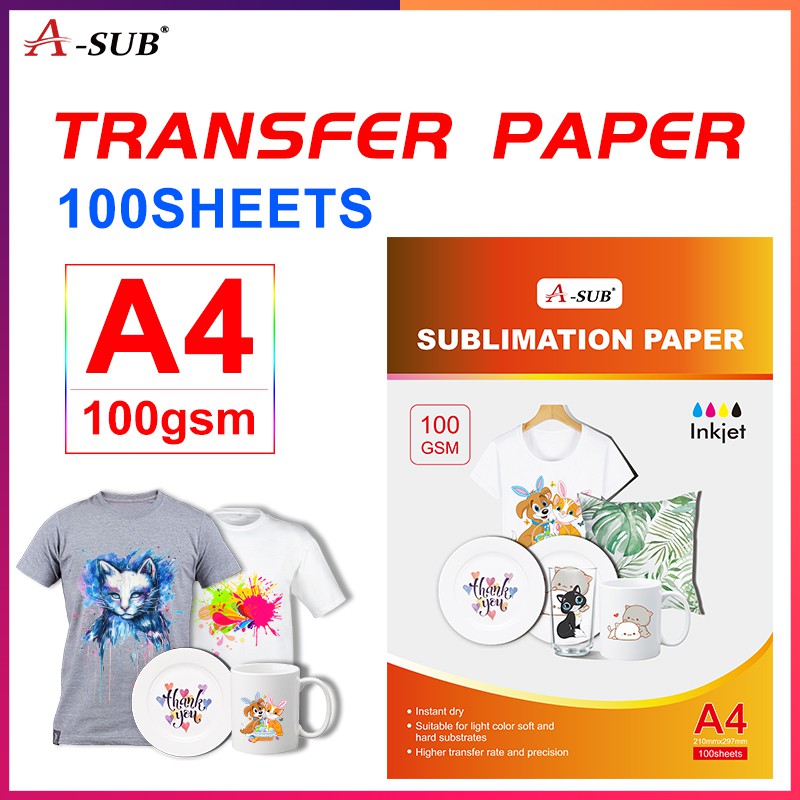 (A-SUB) A4 100gsm Sublimation Transer Paper 100sheets Heat Transfer ...