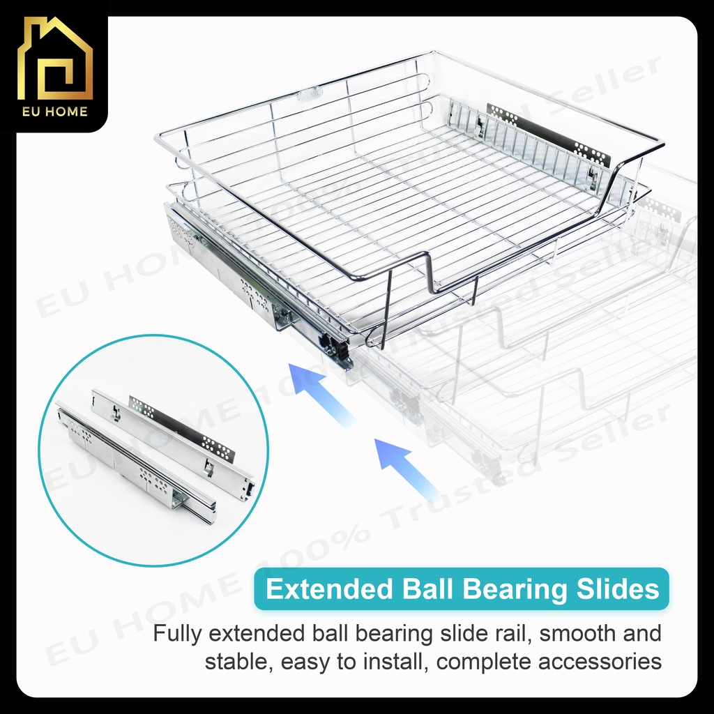 Kitchen Cabinet Pull Out Basket (Chrome) 400mm/450mm/500mm/600mm/800mm ...