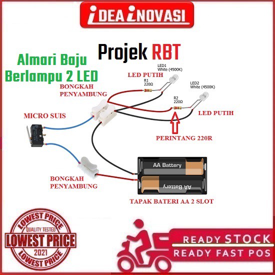 Projek RBT 02 - Almari baju Berlampu 2 LED automatik | Shopee Malaysia