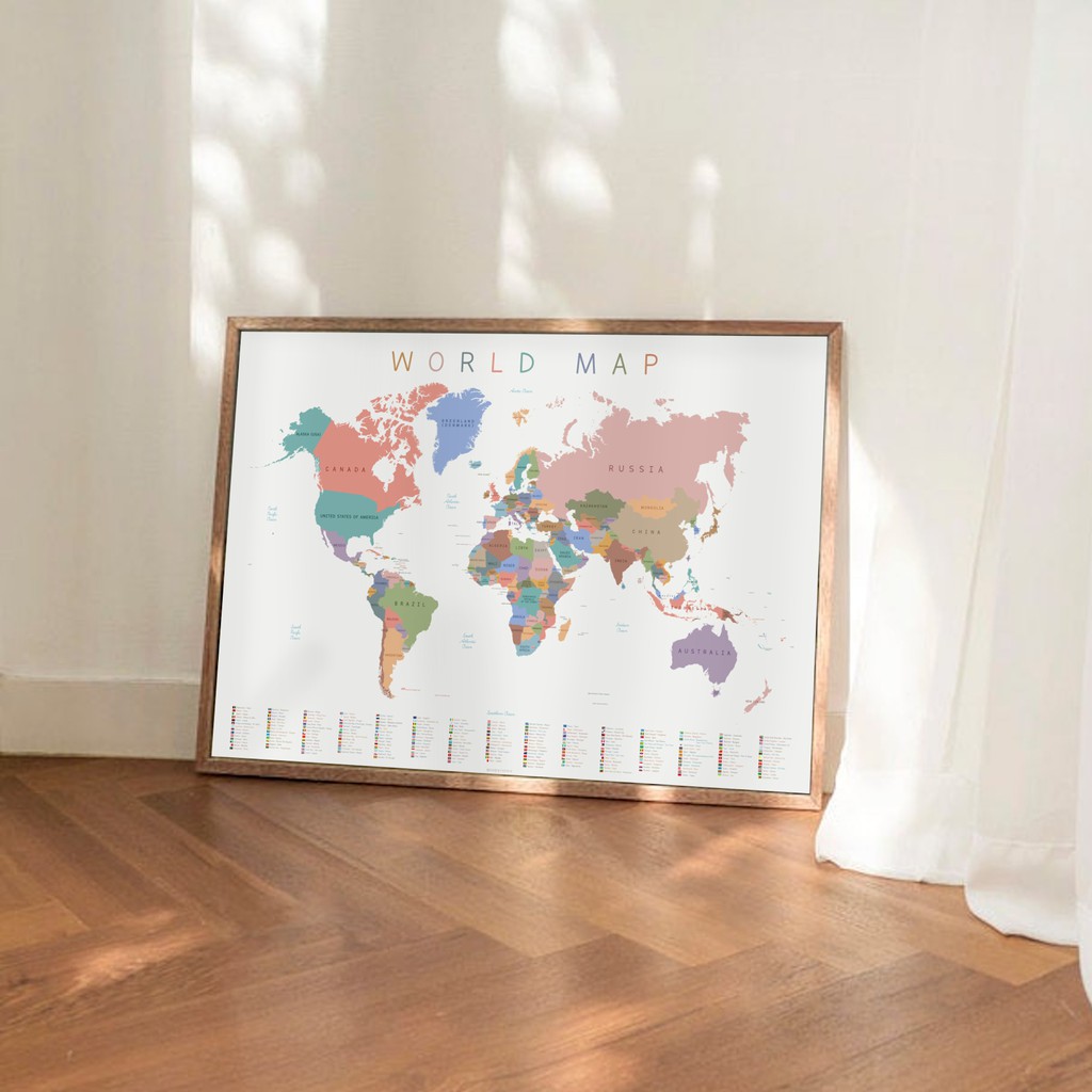 World Map - Children's Education Poster - World Map - Kids Wall Art ...
