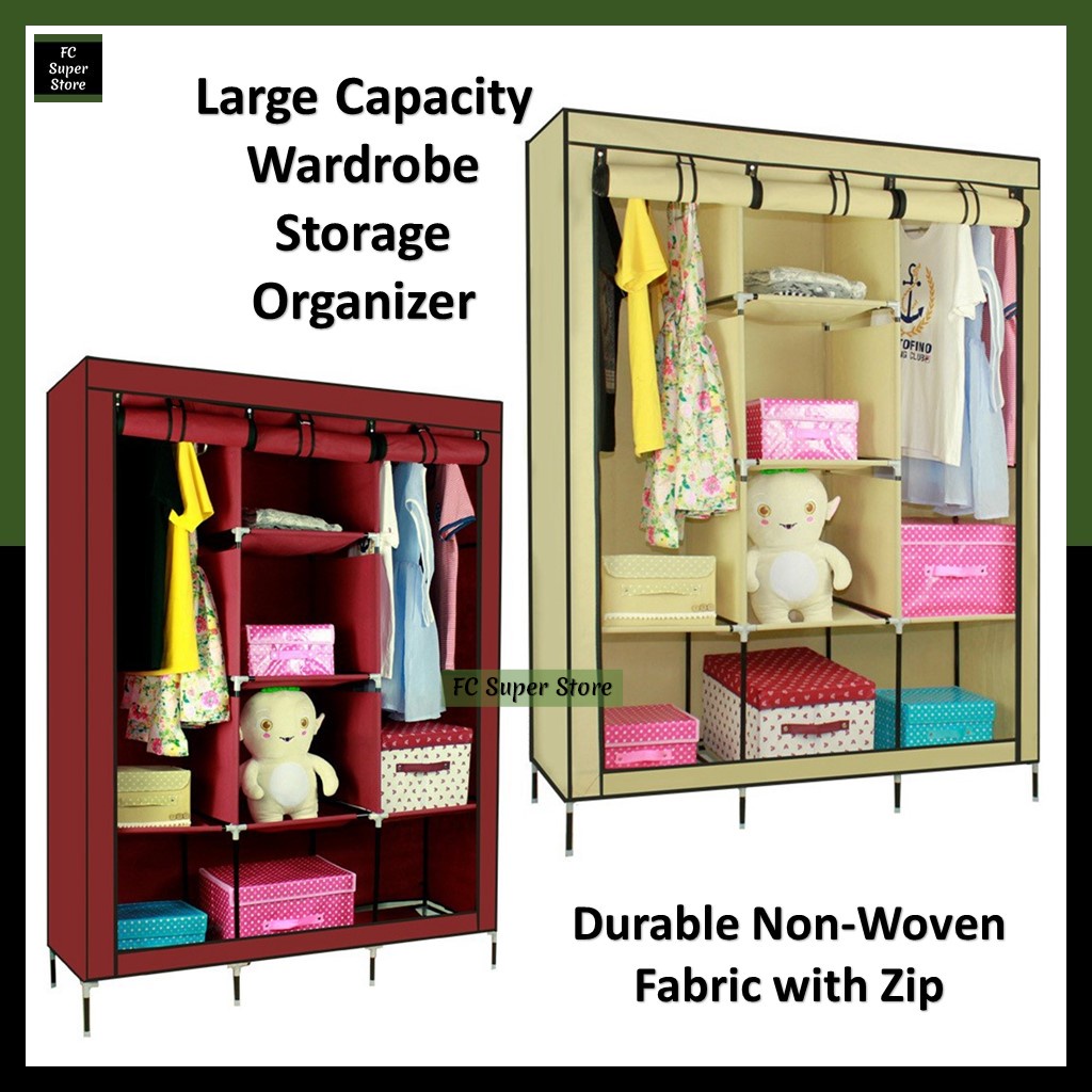 FCSS - Wardrobe Large Fabric Clothes Rack / Almari Baju / Clothes ...