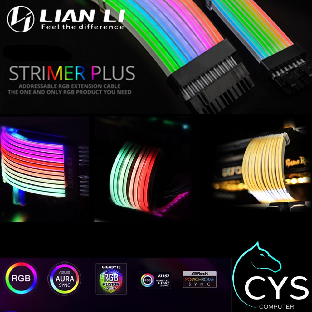 LIAN LI SLEEVED STRIMER PLUS ARGB EXTENSION CABLE ( MOTHERBOARD 24 PIN ...