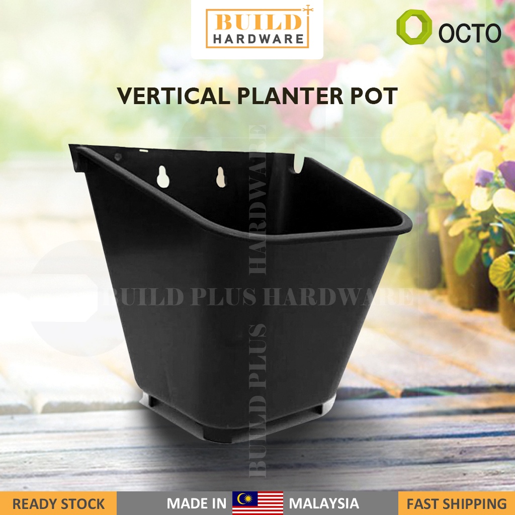 𝑶𝑪𝑻𝑶 Black 𝐆𝐫𝐞𝐞𝐧 𝐖𝐚𝐥𝐥 𝐏𝐨𝐭 Vertical Pot Planter Pot Plastic (175mm x ...