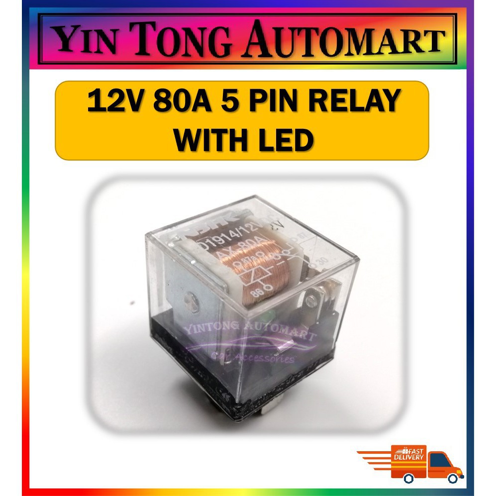 12V 80A 5 PIN Relay with LED (1PC) | Shopee Malaysia