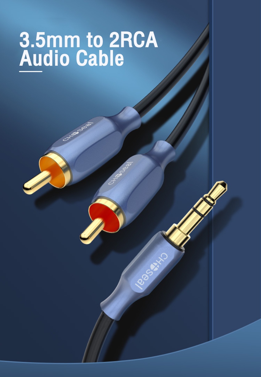 Choseal 3.5mm to 2 RCA Cable RCA TO Aux Audio cable Cord Slim Step Down ...
