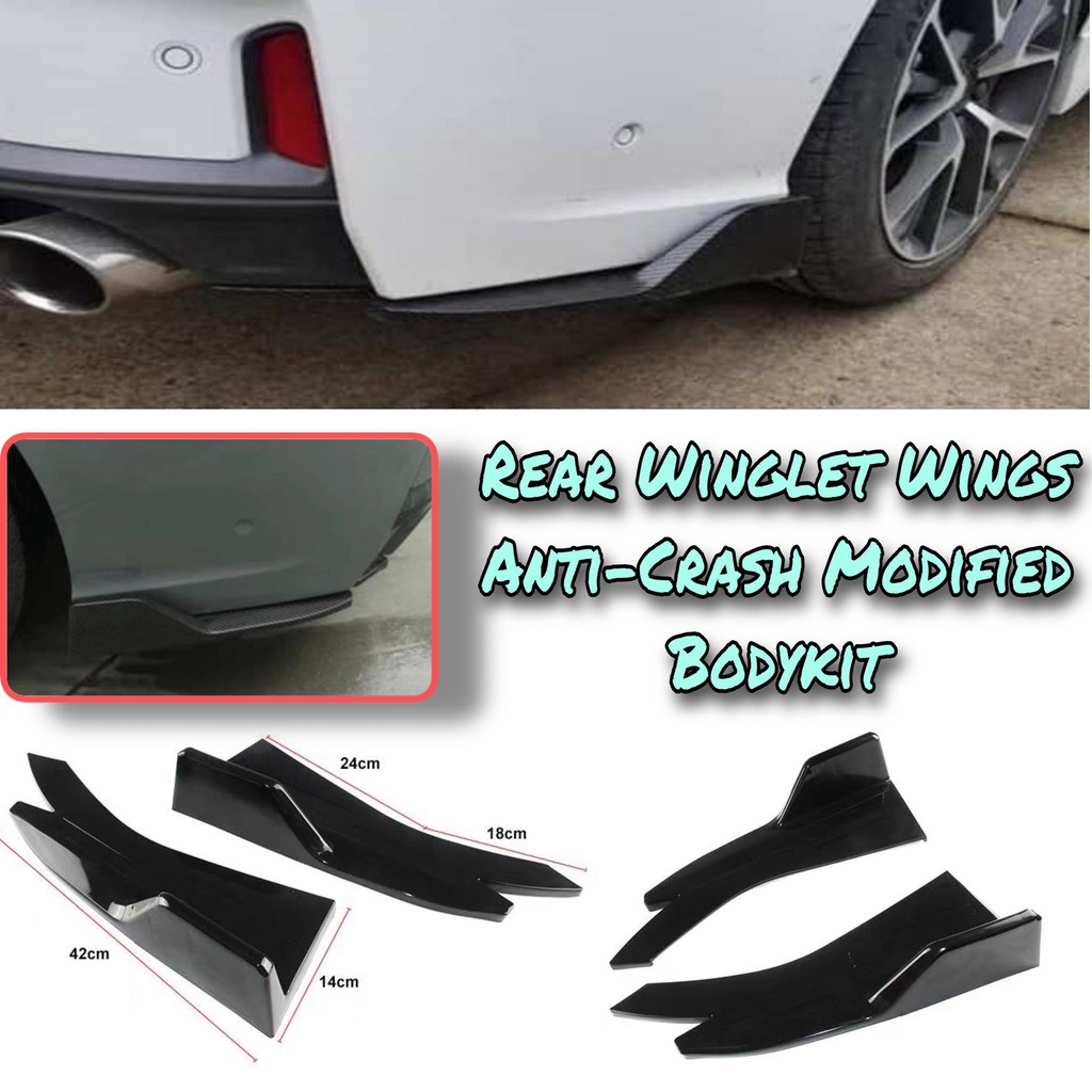 New Universal Rear Bumper Lip Diffuser Winglet Wings Anti-crash ...