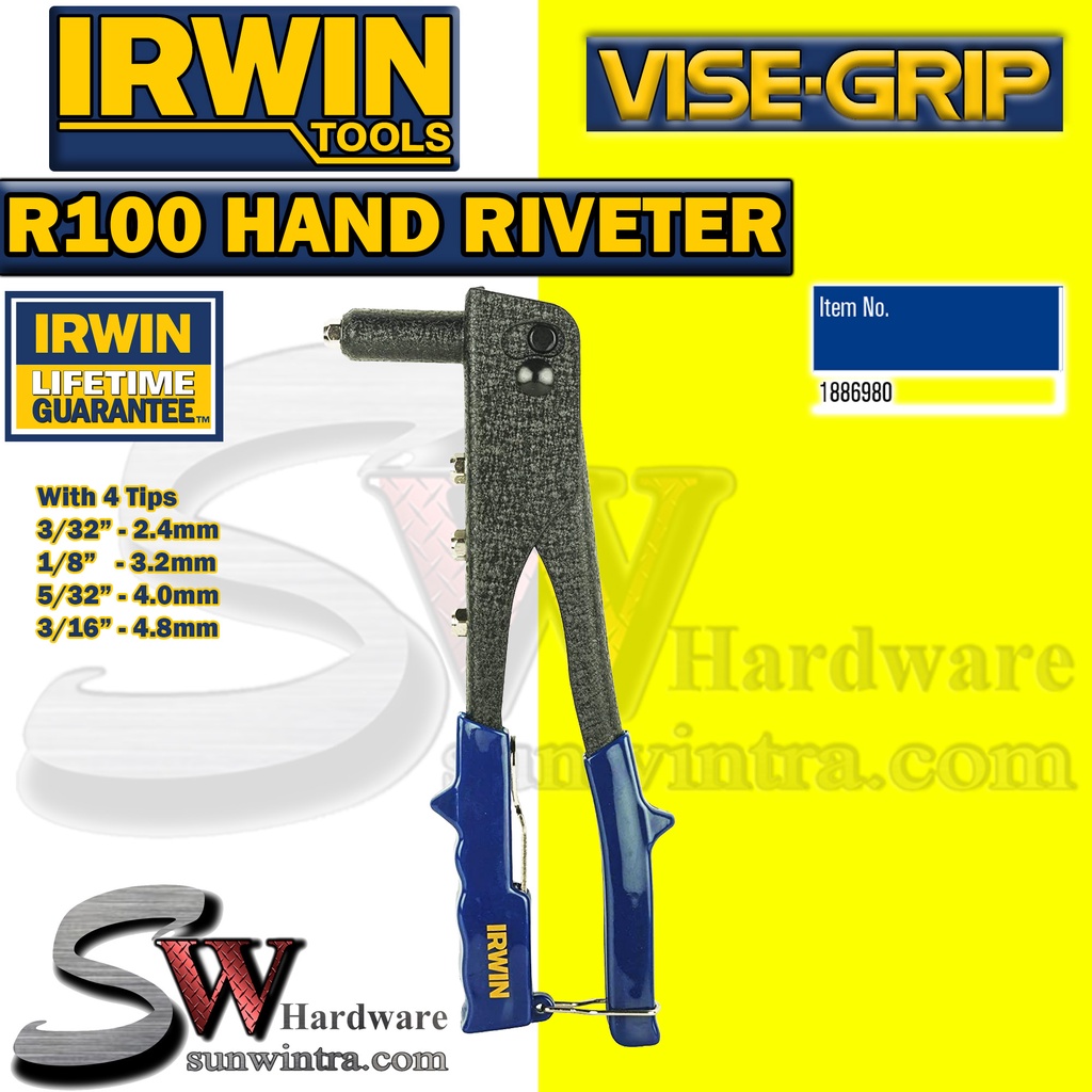 IRWIN R100 Professional Hand Riveter with 4 Tips | Shopee Malaysia