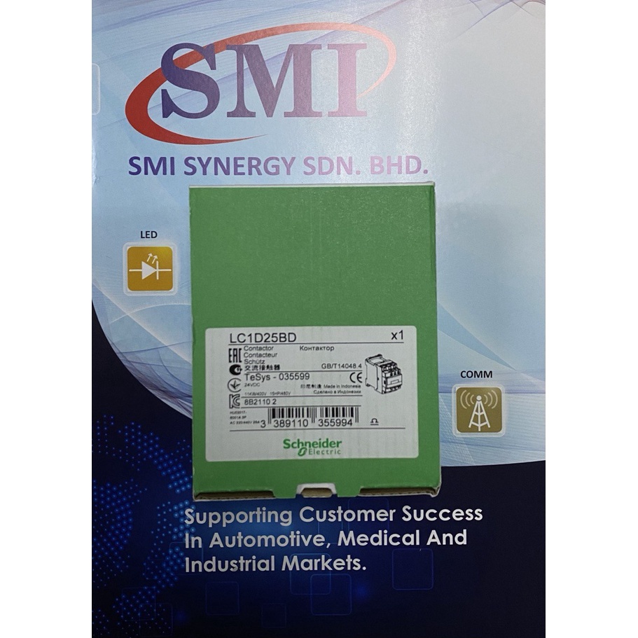 SCHNEIDER Contactor, Motor Control, 3-P 1NO/1NC 25A 24VDC, Box Lugs ...