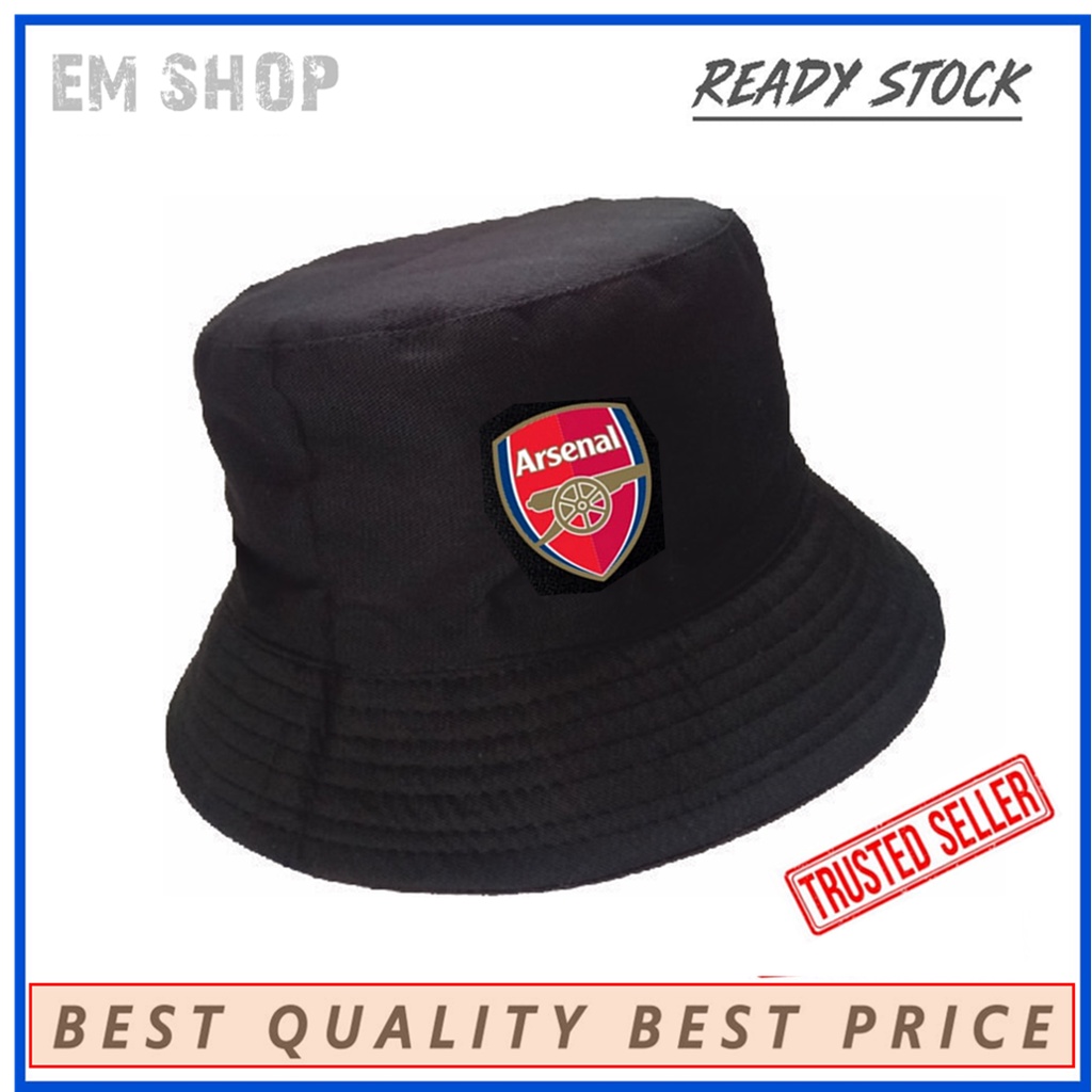 TOPI BUCKET ARSENAL BLACK FISHING BUCKET HAT OUTDOOR | Shopee Malaysia