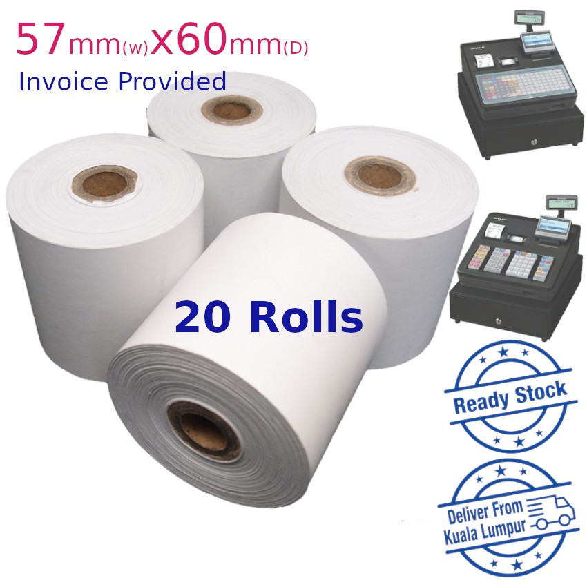 Star Thermal Paper Receipt Rolls 57mm x 60mm (20Rolls) for Cash ...