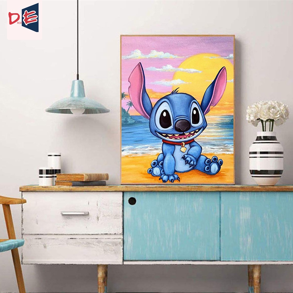 DIY Oil Painting By Numbers Disney Cartoon Lilo Stitch Nani Pattern ...