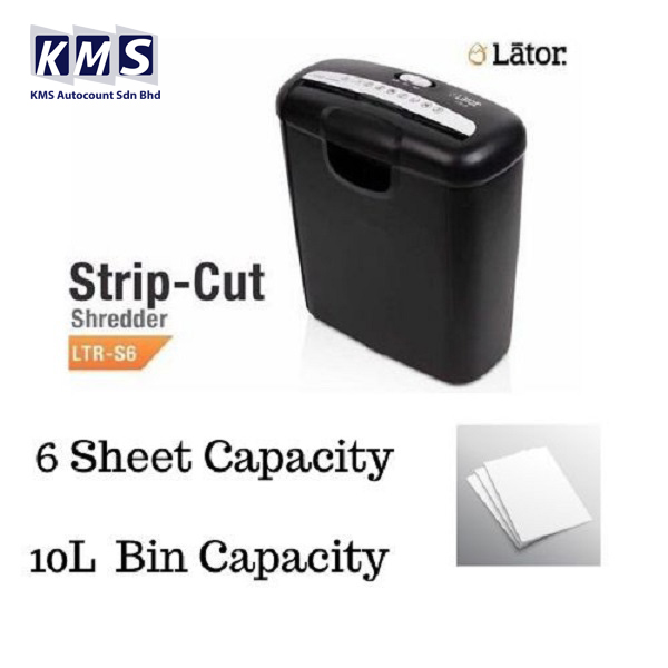LATOR PAPER SHREDDER STRIP-CUT 6 SHEETS CARD 10L - LTR-S6 (2 Years ...