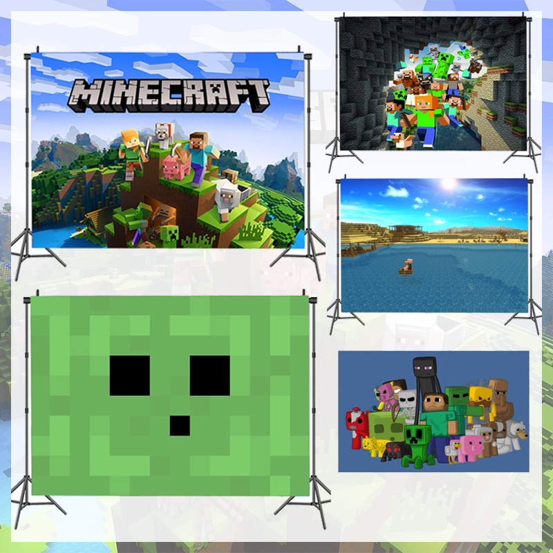 Party needs Minecraft 150*210CM Birthday Party Backdrop Decorations ...
