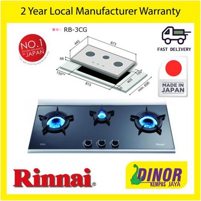Rinnai RB-3CG 3-Inner Burner Built-in Gas Hob (Glass) Made in Japan | Shopee Malaysia