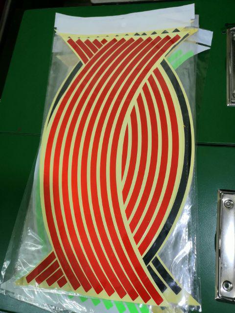 Sticker Rim hitam merah kuning hijau merah biru reflect tutup line 2 ...
