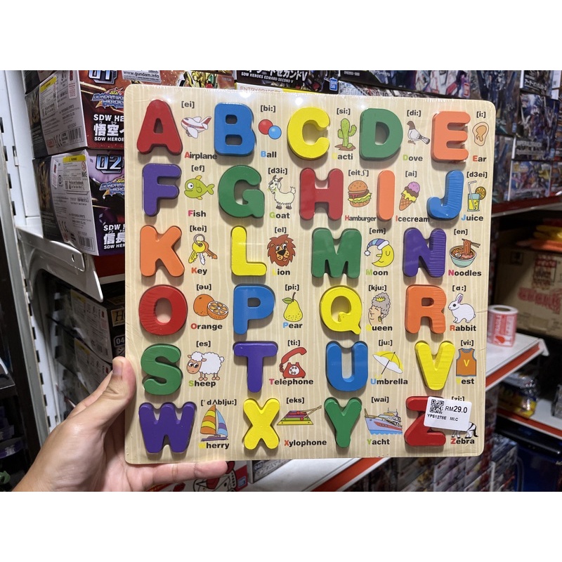 Wooden Jigsaw Puzzle Alphabets Letter for kids learning | Shopee Malaysia